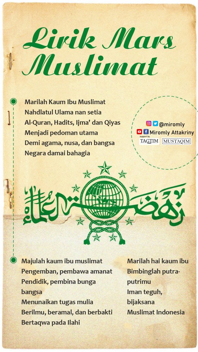 Mars Muslimat NU - Lirik, Sejarah dan Filosofi - Mustaqim.NET